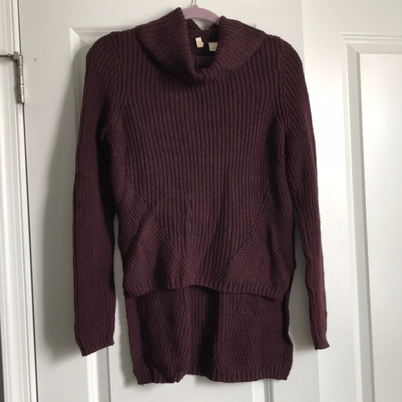 Anthropologie | Sweaters | Maroon Wool Highlow Cowl Neck Sweater | Poshmark
